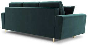 Sametová rozkládací/s úložným prostorem pohovka v petrolejové barvě 235 cm Kyoto – Cosmopolitan Design