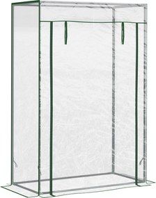 Outsunny Skleník s PE Mřížkovou Fólií, Dveře, Zimní Fóliový Skleník z Oceli, Skleník na Balkon, Zahradu, Dům pro Rajčata 100 x 50 x 150 cm, Rajčatový
