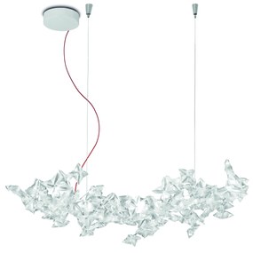 Slamp Hanami Large, závěsné květinové svítidlo, 10x5W LED G9 3000K stmívatelné, délka 96cm, červený kabel