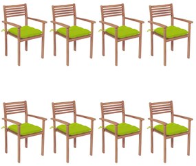 vidaXL Stohovatelné zahradní židle s poduškami 8 ks masivní teak