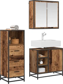 Sada koupelnového nábytku 3 ks Staré dřevo 65 x 33 x 60 cm 3402372