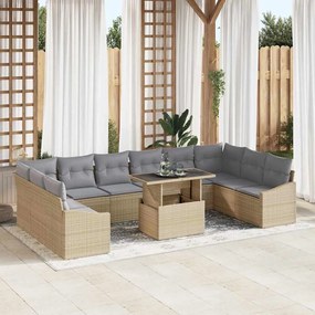 Set pohovek 11 ks Béžová a Světle šedá polyratan 3349076