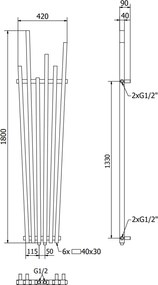 Mexen Omaha, topné těleso 1800 x 420 mm, 655 W, černá, W208-1800-420-00-70