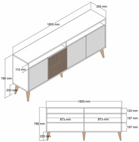 Skříňka Milan 2 Walnut and Travertine