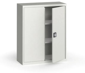 Plechová policová skříň na nářadí KOVONA, 1150 x 950 x 400 mm, 2 police, antracit/šedá
