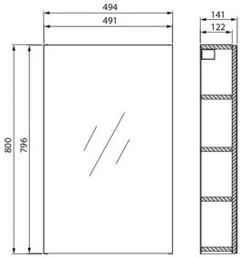 Cersanit City, zrcadlová skříňka 50x14x80 cm, bílá, S584-023-DSM
