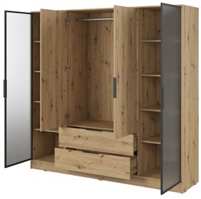 Šatní skříň Kelly 4D RD s tyčí 206 cm dub artisan