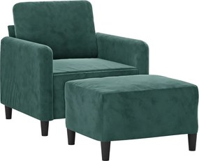 Křeslo s podnožkou tmavě zelené 60 cm samet 3201166