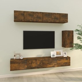 6dílný set TV skříněk kouřový dub kompozitní dřevo 3114619