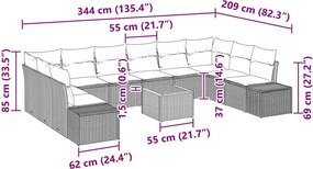 Sada zahradních pohovek 11 ks Černá polyratan 3348006