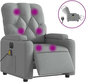 Elektrické masážní polohovací křeslo světle šedé textil 3204698