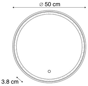 Zlaté zrcadlo do koupelny 50 cm vč. LED 3-krokové stmívatelné s dotykovým kulatým - Miral