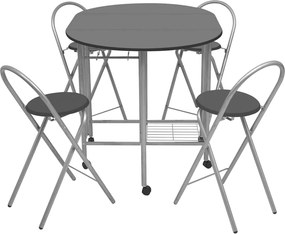 Pětidílný jídelní set skládací, MDF černý 243902