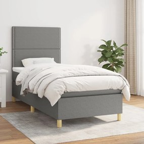 Box spring postel s matrací tmavě šedá 90x200 cm textil,  3142226