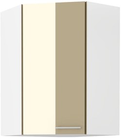 STL Rohová skříňka horní LARA (výška 90 cm) Barevné provedení: Bílá / Cappucino lesk