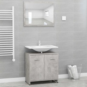 2dílný set koupelnového nábytku - skříňka + zrcadlo 60 cm - dřevotříska | betonově šedý