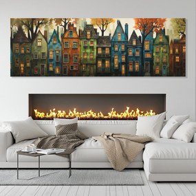 Obraz na plátně - Večerní klidná ulice v Albans FeelHappy.cz Velikost obrazu: 120 x 40 cm