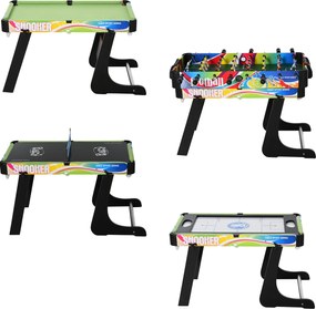 Skládací herní stůl HOMCOM 4v1 - Stolní fotbálek, Air Hockey, Pool, Ping Pong s příslušenstvím - 86,5x43,5x64 cm | Aosom