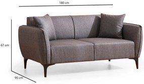 Hanah Home Dvoumístná pohovka BELISSIMO šedá 180 cm 560ARE1531