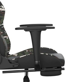 Herní židle s podnožkou černá a maskáčová umělá kůže - Default Title