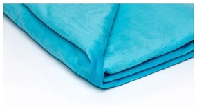 Tyrkysově modrá mikroplyšová deka My House, 150 x 200 cm