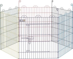 PawHut Ohrada pro štěňata, běžecká dráha pro domácí mazlíčky, 6 kusů 60 cm štěněcí plot, DIY ohrádka, ohrada s dveřmi, kovová, vícebarevná | Aosom