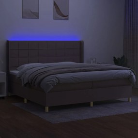Box spring postel s matrací a LED taupe 200x200 cm textil 3138905