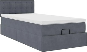Osmanský rám postele s matrací tmavě šedá 90x200cm samet 3312741