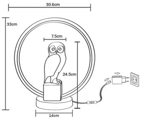 Zuma Line EX04F332U-1 - LED Stolní lampa SOWA LED/4W/5V černá/bílá