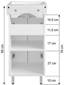 Armatura Skříňka s umyvadlem JIKA 40 cm H8153800001041,    3000-202-040 SELLA SILVER 40 JIKA