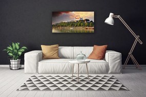 Obraz na plátně Město Jezero Krajina 100x50 cm