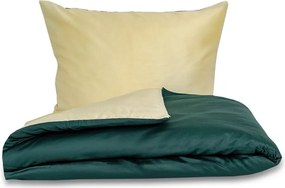 Kvalitex Saténové povlečení LUXURY COLLECTION tmavě zelené / smetanové 1x 240/200, 2x 70/90cm