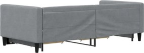 Válenda s přistýlkou a zásuvkami světle šedá 90 x 200 cm textil 3196614