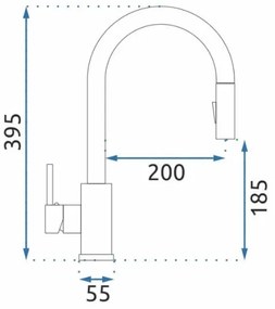 REA-B0669 - Dřezová baterie s vytahovací sprškou FRESH 39,5 cm zlatá