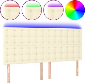 Čelo postele s LED krémové 200x5x118/128 cm umělá kůže 3122534
