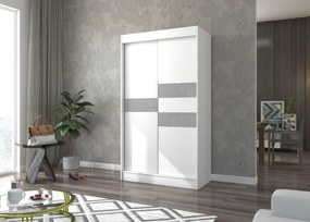 ADRK Furniture Skříň s posuvnými dveřmi a lacobelem BATIA 120 ADRK-SW-BAT-W-GL-120