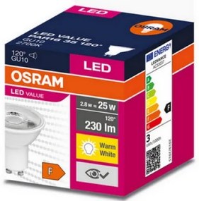 LED žárovka GU10 PAR16 OSRAM VALUE 3,2W (35W) teplá bílá (2700K), reflektor 120°