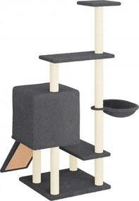 Škrabadlo pro kočky se sisalovými sloupky tmavě šedé 130,5 cm 172042