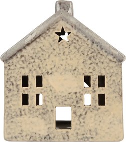 Béžový keramický domek na čajovou svíčku Lamont - 13*8*15 cm