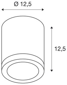 SLV Rox, venkovní stropní svítidlo,1x GU10 ES111 max 75W, kartáčovaný hliník, průměr 12,5cm, IP44