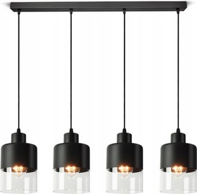 Závěsné Stropní Svítidlo Lustr Dual Glass 568-BZ4 Led E27 Black Edition