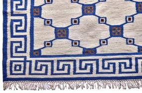 Diamond Carpets India, Ručně vázaný kusový koberec Geo DESP P82 Silver Blue, 80x150, modrá, chodba / předsíň