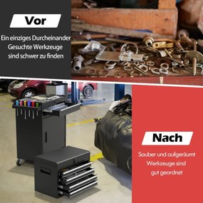 Costway Dílenský vozík 2 v 1 včetně kufru a 8 přihrádek a háčků