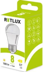 RETLUX RLL 641 G45 E27 mini Globe 8W / 1080 lm / 3000K - teplá bílá /