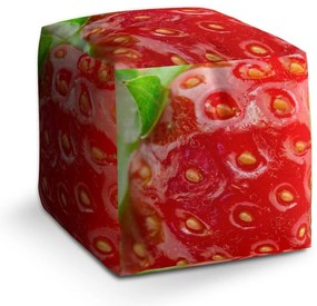 Taburet Cube jahoda, červená