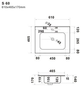 BATH DELUXE 06-060-27-11-00 - Zápustné umyvadlo LILLESNAD 61x46 cm keramika/bílá