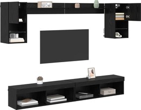 TV nástěnné jednotky s LED 6 ks Černý dub Kompozitní dřevo 3402957