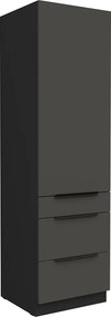 ARIA pe | vysoká skříňka 60 DKS-210 3S1F potravinová | UNI DVÍŘKA | 60 cm | PREMIUM BOX | černá/šedá grafit