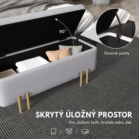 Čalouněná lavice s úložným prostorem, šedá, 100 x 40 x 42 cm 838-024GY