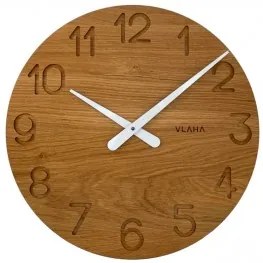 Dubové hodiny VLAHA VCT1133 vyrobené v Čechách s bílými ručičkami